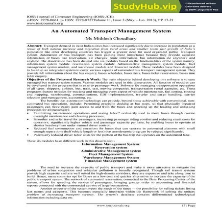 An Automated Transport Management System | PDF