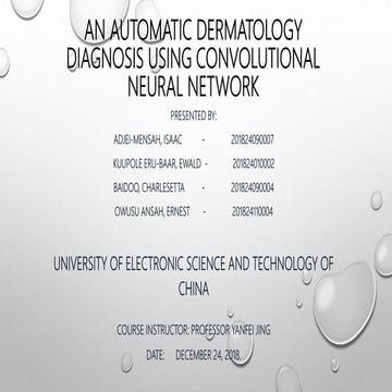 An automatic dermatology diagnosis using convolutional neural network | PPTX