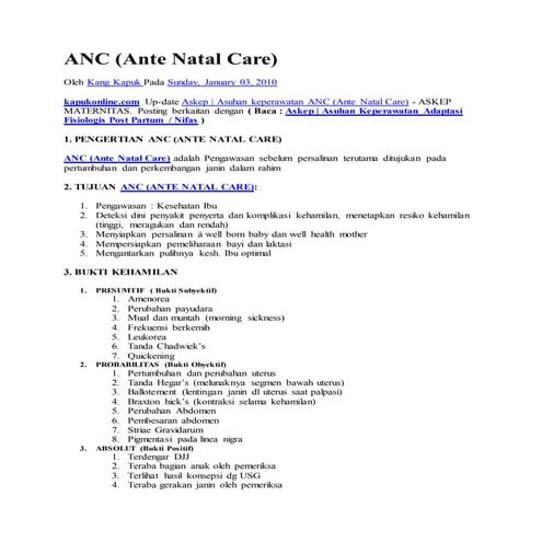 Ante Natal Care | DOCX