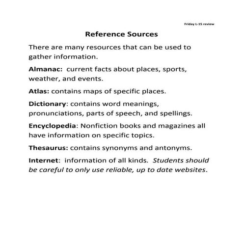Anchor chart l 15 reference sources. | DOCX