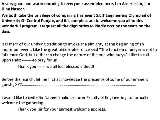 College fest anchoring script | DOCX