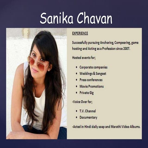 Anchor Sanika Chavan profile | PPTX | Television | Entertainment