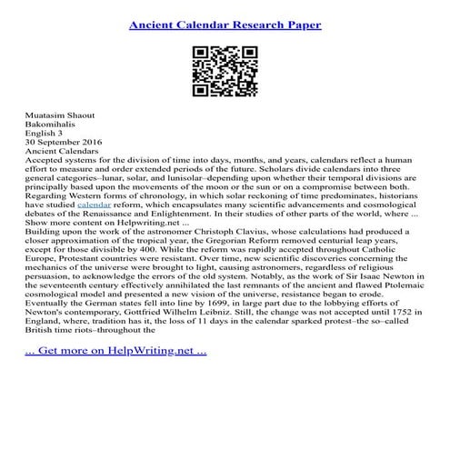 Ancient Calendar Research Paper | PDF