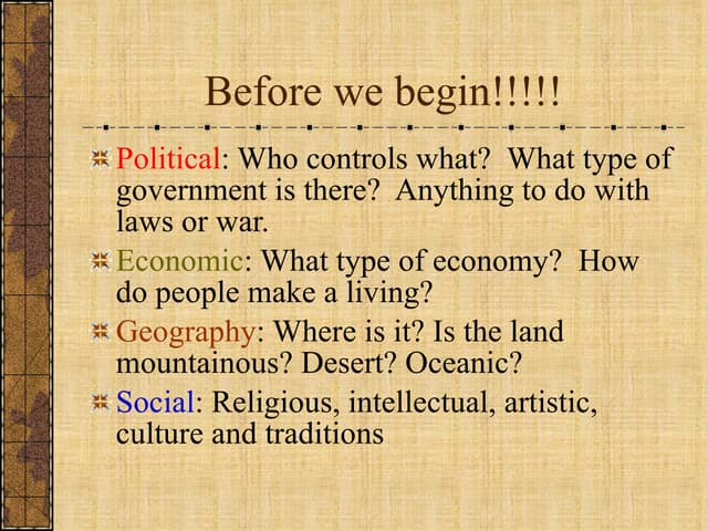 The 7 characteristics of a civilization | PPT