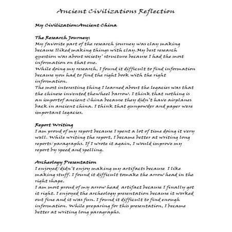 Ancient civilizations reflection | DOCX