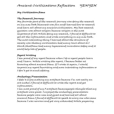 Ancient civilizations reflection | DOCX