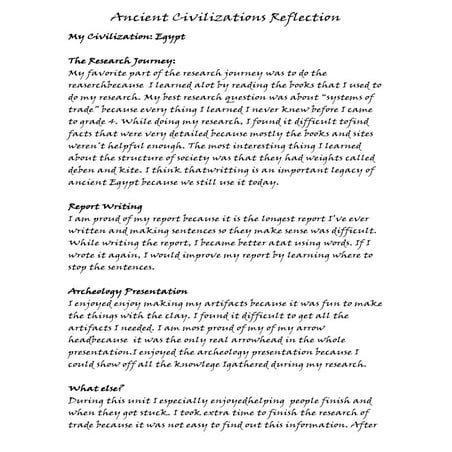 Ancient civilizations reflection | DOCX