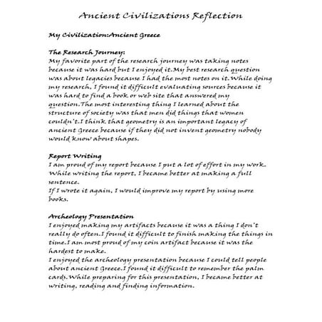 Ancient civilizations reflection | PDF