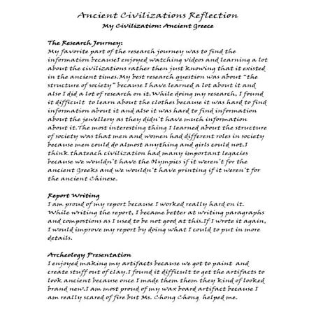 Ancient civilizations reflection | DOCX