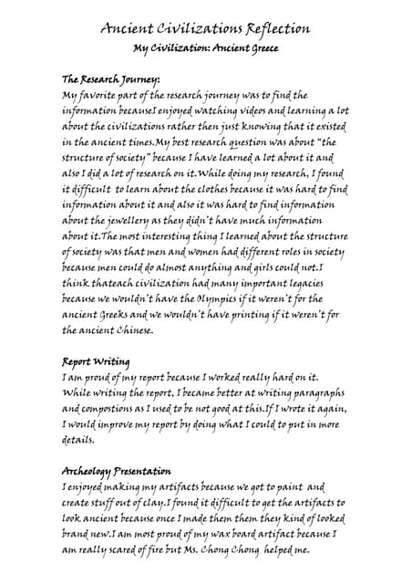 Ancient civilizations reflection | PDF