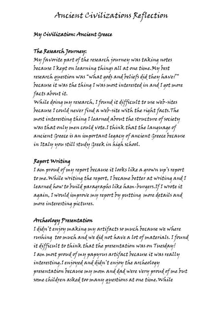 Ancient civilizations reflection | PDF