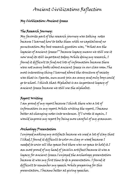 Ancient civilizations reflection | PDF
