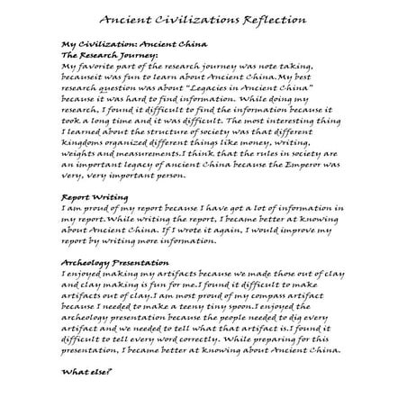 Ancient civilizations reflection | PDF