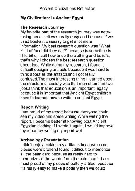 Ancient civilizations reflection | DOCX