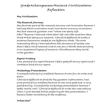 Ancient civilizations reflection | DOCX