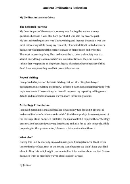 Ancient civilizations reflection | PDF