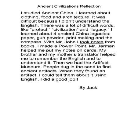 Ancient civilizations reflection jack | PDF