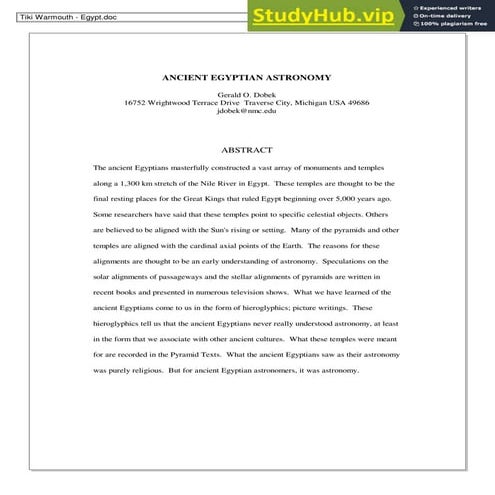 ANCIENT EGYPTIAN ASTRONOMY | PDF