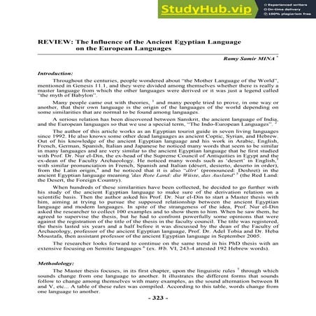 Ancient Egyptian Language And Its Influence On Modern Languages | PDF