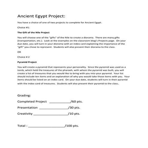 Ancient Egypt Project | DOCX