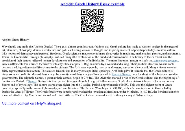 Ancient Greek History Essay Example | PPT Ancient Greek History Essay Example | PPT