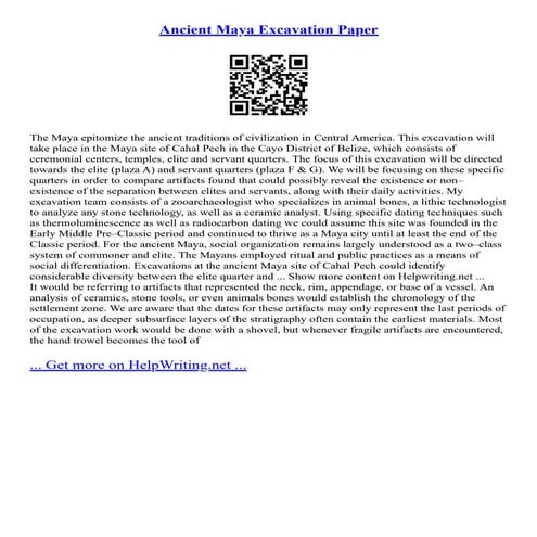 Ancient Maya Excavation Paper | PDF