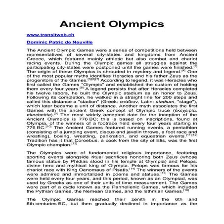 Ancient olympics | PDF
