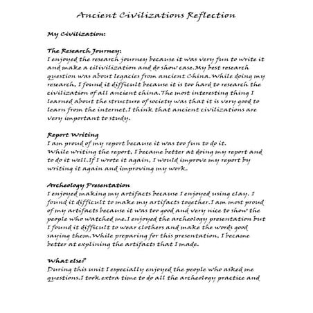 Ancient civilizations reflection | DOCX