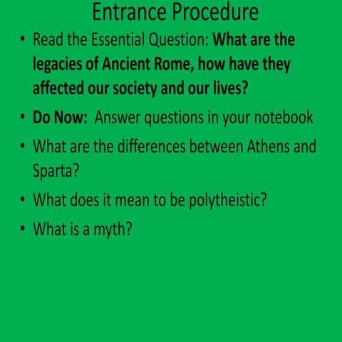 Day 3 Ancient Rome Legacies | PPTX