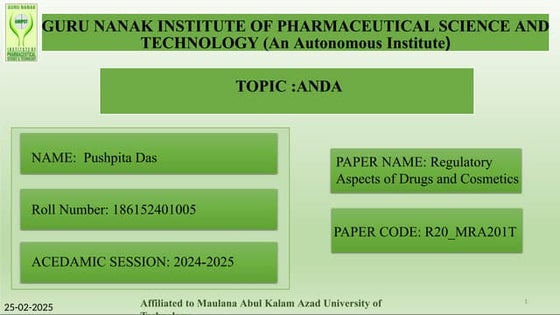 NDA and ANDA regulatory approval process | PPTX | Pharmaceutical ...