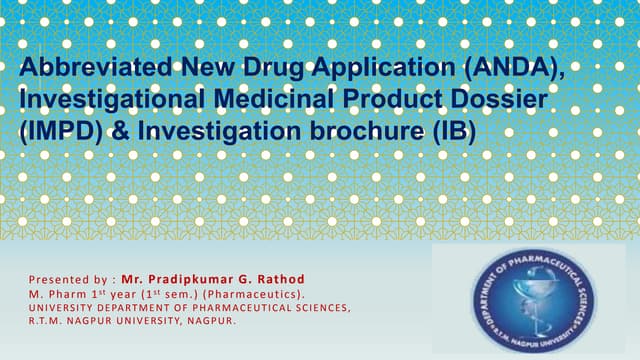 Abbreviated New Drug Application (ANDA).pptx | Pharmaceutical Industry ...