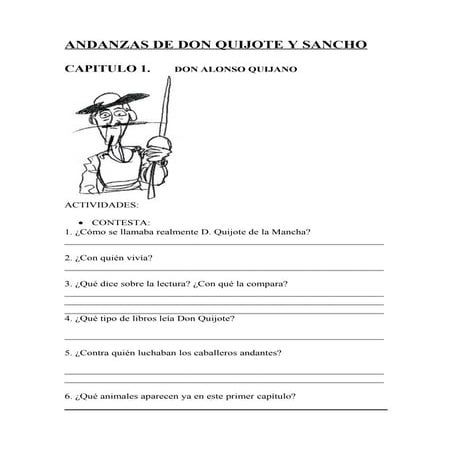 ACTIVIDADES SOBRE DON QUIJOTE DE LA MANCHA