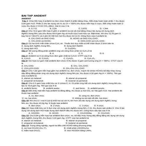 Andehit xeton - axit cacboxylic | DOC