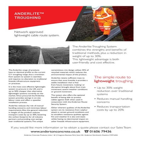 Anderlite Cable Trough System - Network Rail Approved | PDF