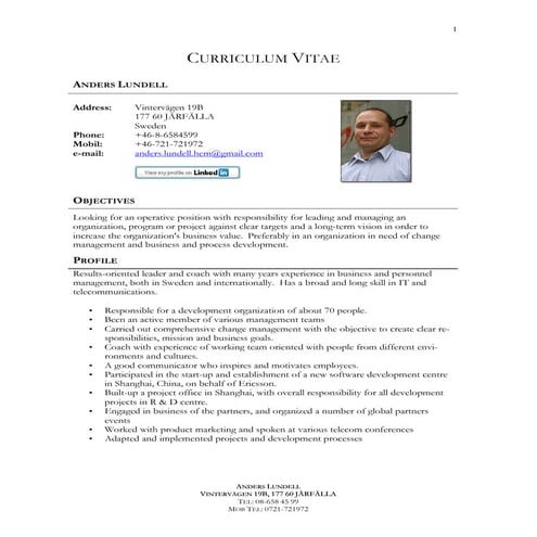 CV Anders Lundell English | PDF