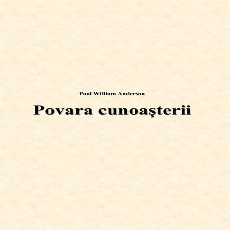 Anderson, poul william povara cunoasterii | PDF