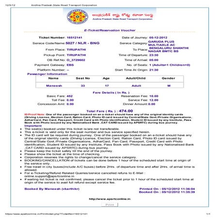 Andhra pradesh state road transport corporation | PDF | Travel