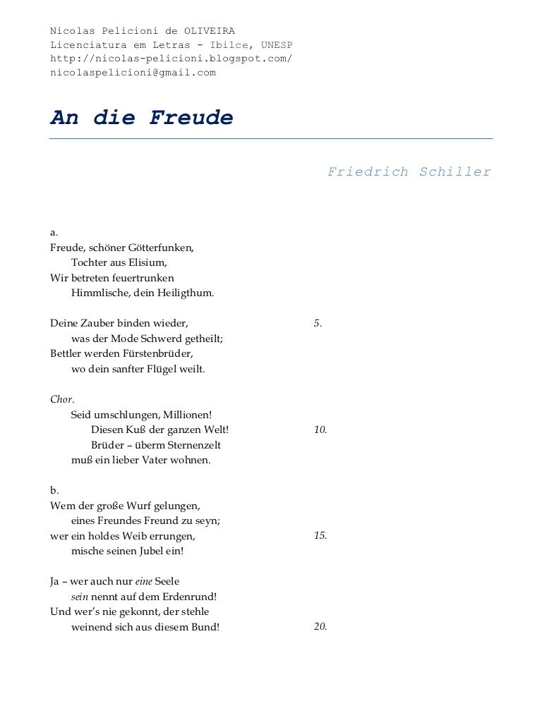 An die freude schiller, f.