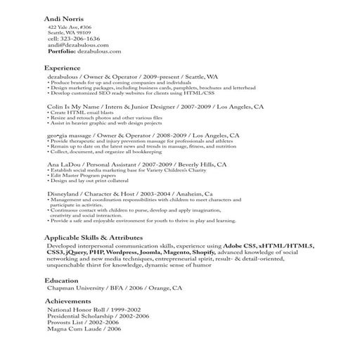 Andi Norris Resume | PDF