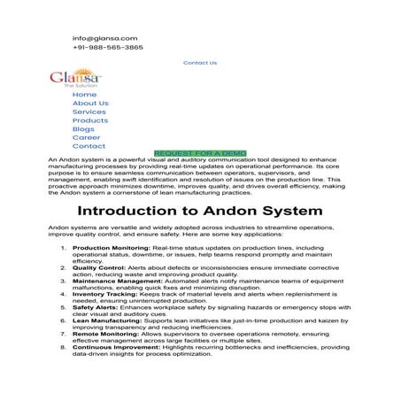 Andon System Andon System Andon System Andon System | PDF