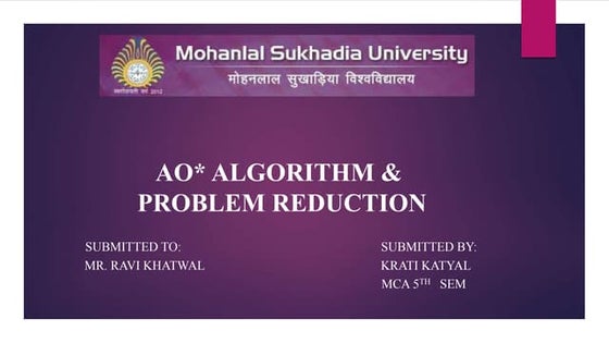 Problem Reduction And Or Graph And Ao Algorithmppt Computing Technology And Computing