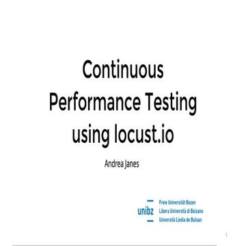 SFScon 21 - Andrea Janes - Continuous Performance Testing using locust.io