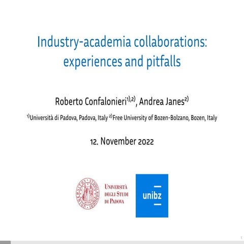 SFScon22 - Andrea Janes - Roberto Confalonieri - Industry-academia ...