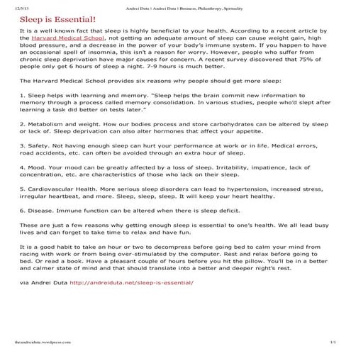 Sleep is Essential! | PDF