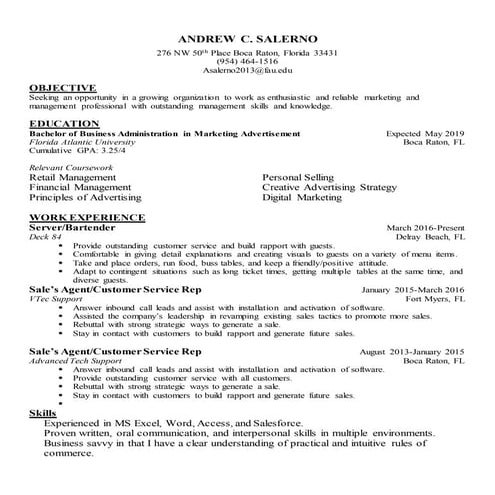 Andrew.resume | DOCX | Sales | Business