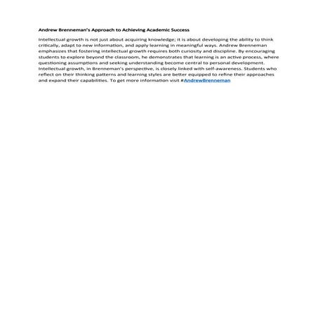 Andrew Brenneman’s Approach to Achieving Academic Success | DOCX
