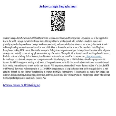 Andrew Carnegie Biography Essay | PDF