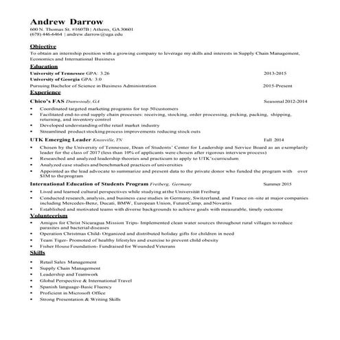 Cameron White LinkedIn Resume | DOCX