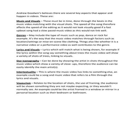 Andrew Goodwin's Theory - Media Studies | PPTX