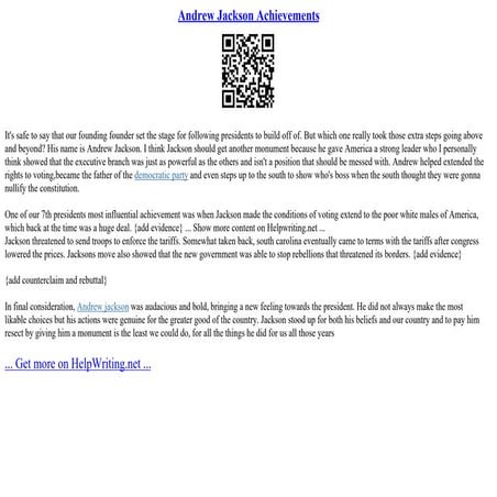 Andrew Jackson Achievements | PPT